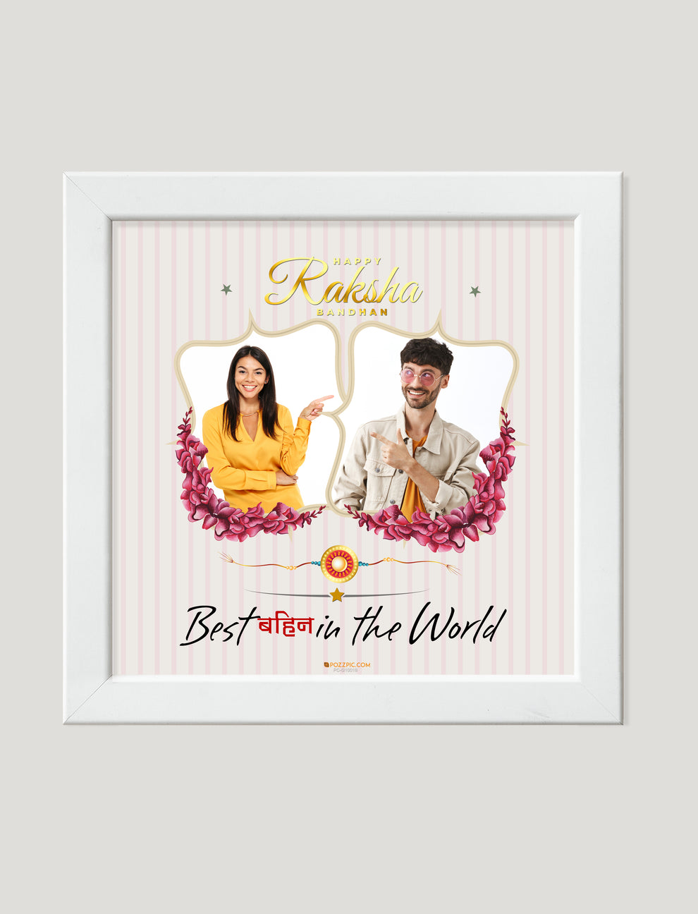 Rakhi with Personalized Photo Frame black and white premium quality sq